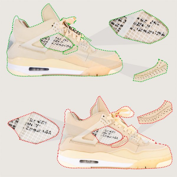Real Vs Fake: Off-White Air Jordan 4 Retro SP "Sail" - Yankeekicks.com